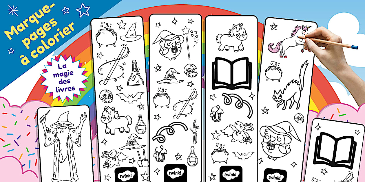 Marque-pages à colorier : La magie des livres - Twinkl
