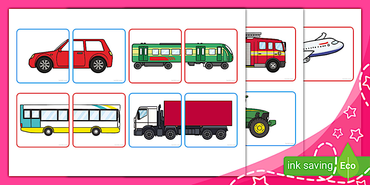 Transport Matching Puzzle Game | Parents Support Worksheet