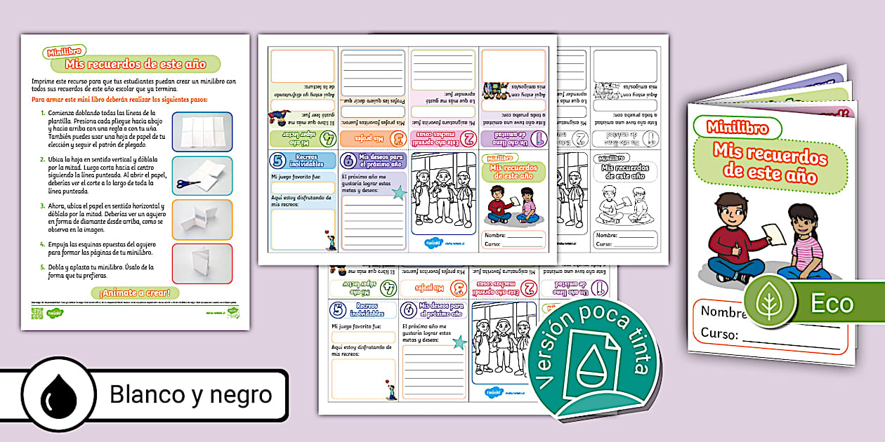 Manualidad Minilibro mis recuerdos de este año - Twinkl
