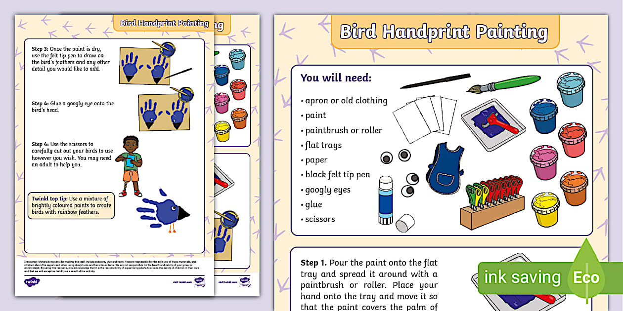 Bird Handprint Painting Craft Activity (teacher made)