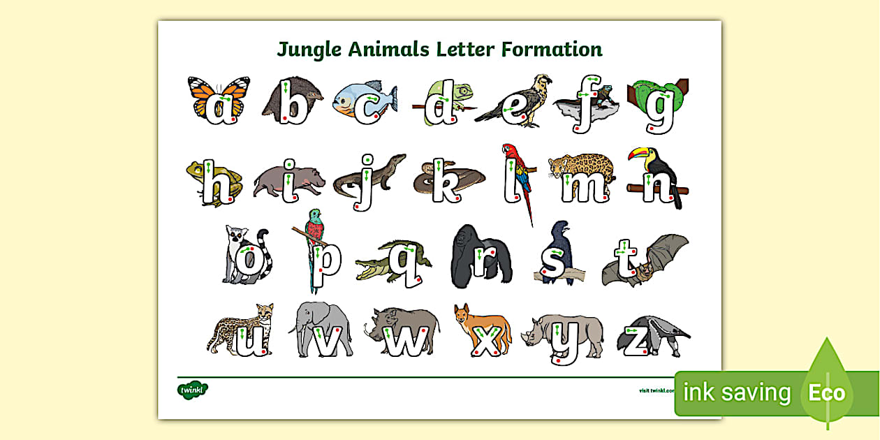 Jungle Animals Themed Letter Formation Worksheet - - Twinkl
