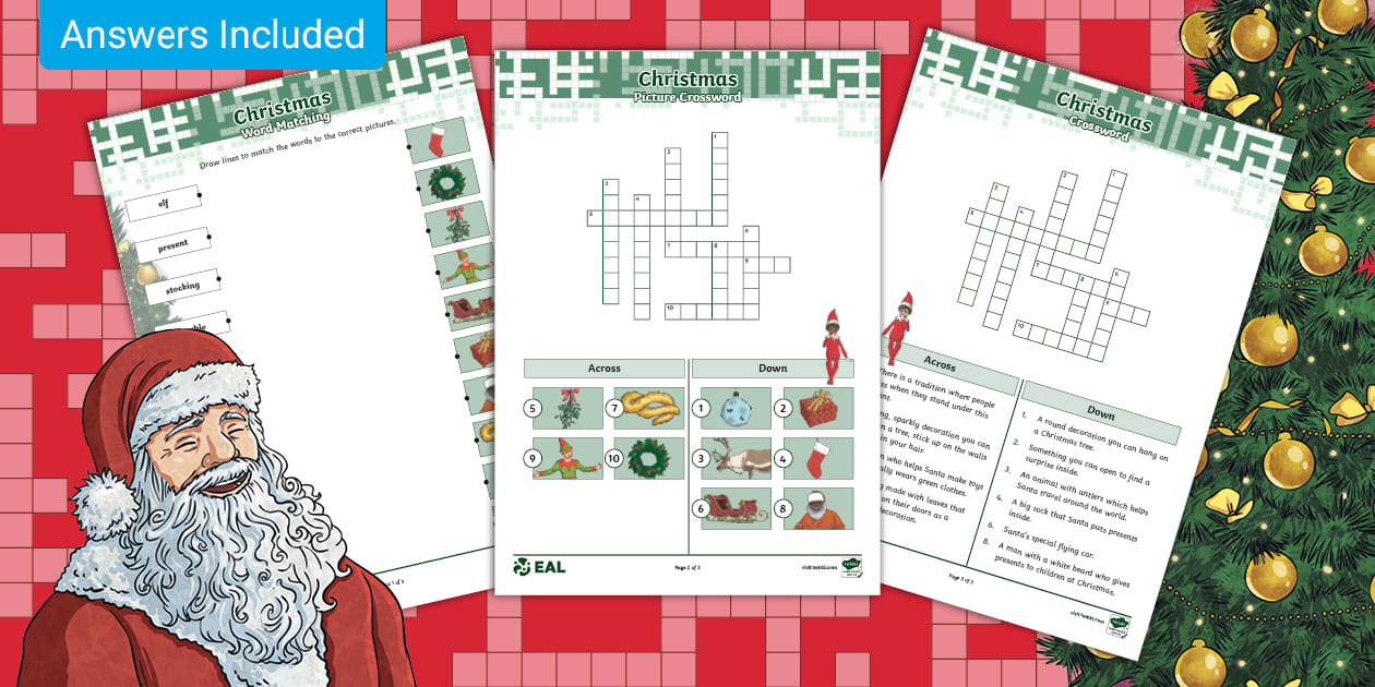 Christmas Crossword for EAL Learners (teacher made) - Twinkl