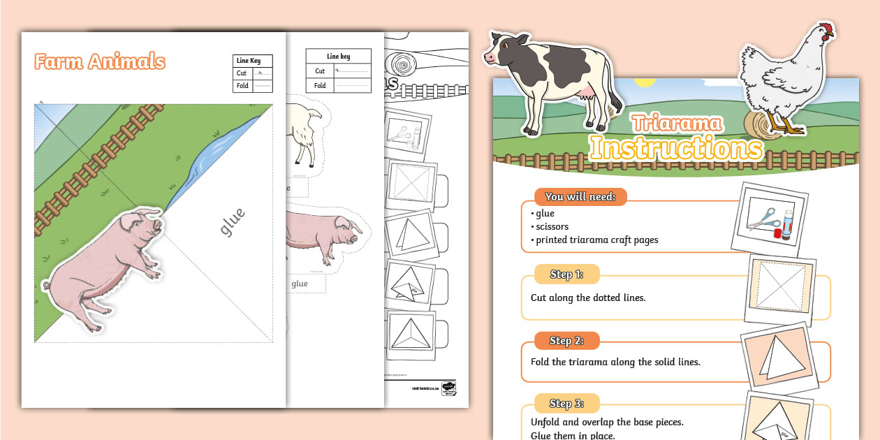 Farm Animals Triarama Craft (teacher made) - Twinkl