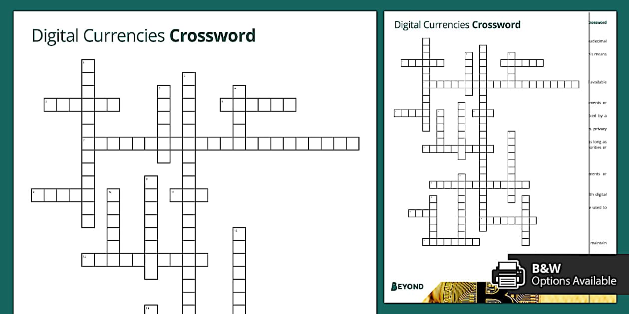 Digital Currencies Crossword (teacher made) - Twinkl