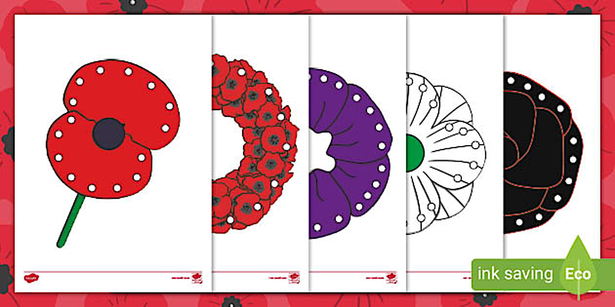 Remembrance Day Poppy Lacing Cards (teacher made) - Twinkl