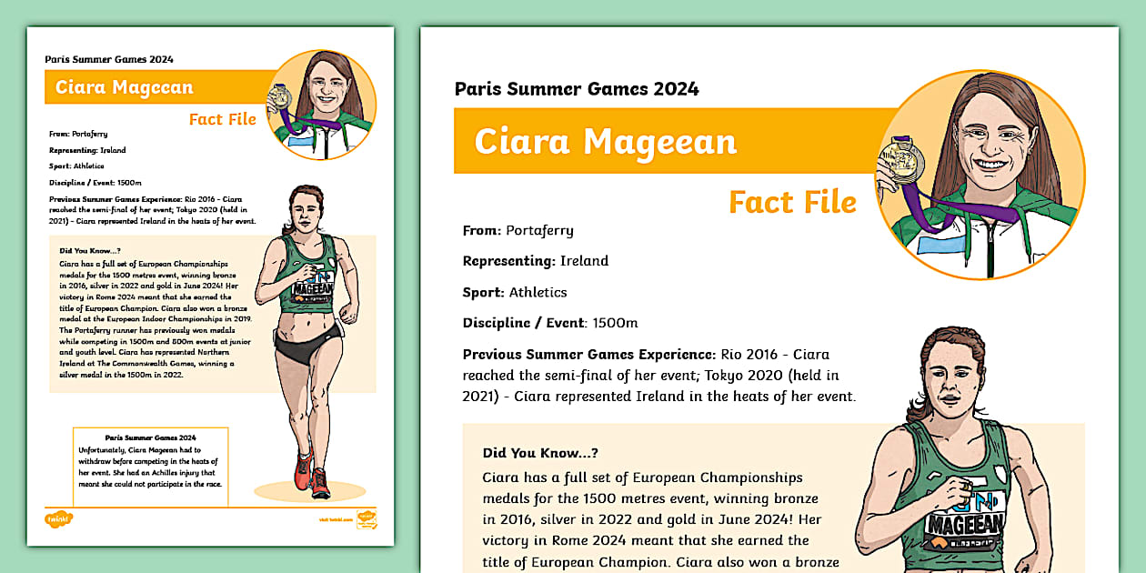 Paris Summer Games 2024 Ciara Mageean Fact File - Twinkl