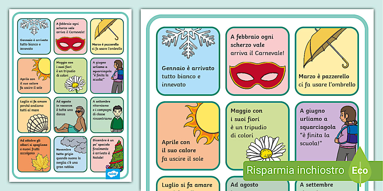 La filastrocca dei mesi dell'anno | Twinkl
