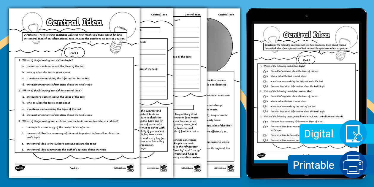 Sixth Grade Central Idea Pre-Assessment (teacher made)