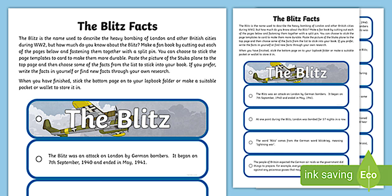 The Blitz WW2 Facts for Kids Fan Book (teacher made)