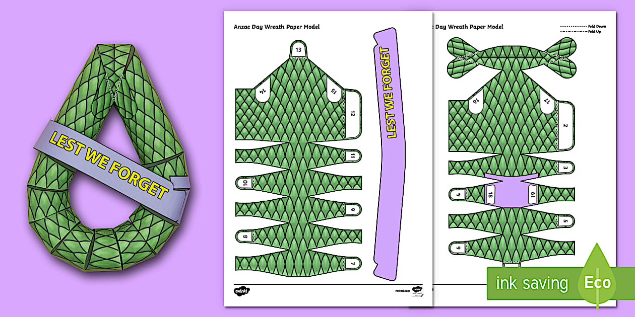 3D Anzac Day Wreath Paper Craft