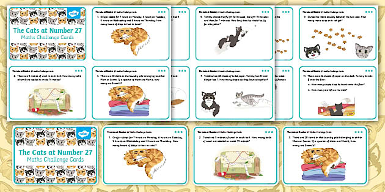 👉 'The Cats at Number 27' Year 2 Maths Challenge Cards