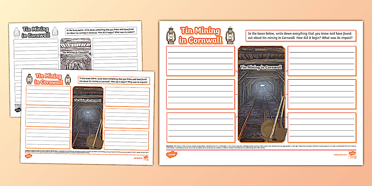 Tin Mining in Cornwall Mind Map (l'enseignant a fait)