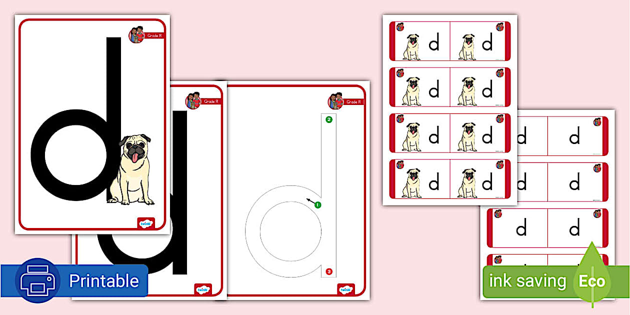 Gr. R Phonics D Poster, Flashcards and Robot Letter - Twinkl