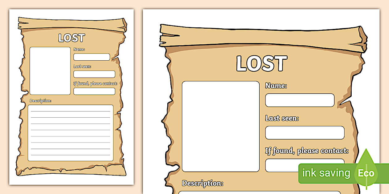 Lost Poster Template, Lost and Found (teacher made) - Twinkl