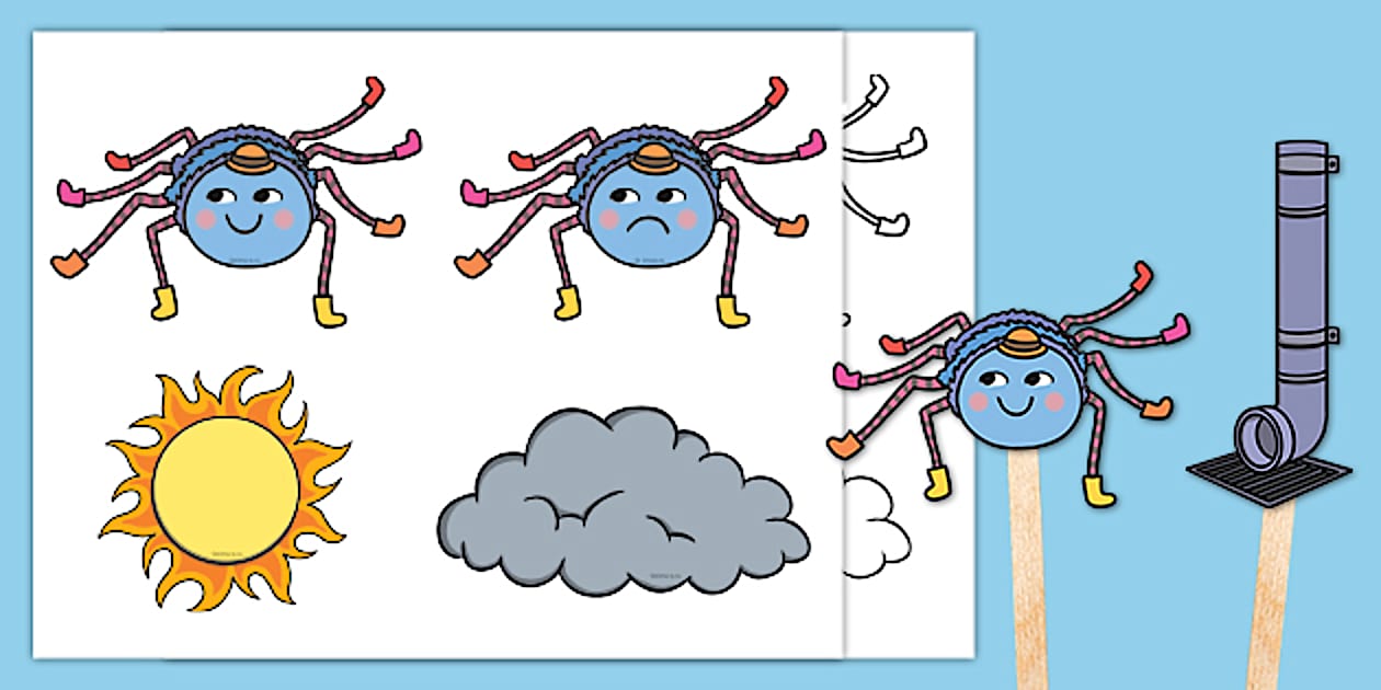The Itsy Bitsy Spider Stick Puppets (creat de profesori)