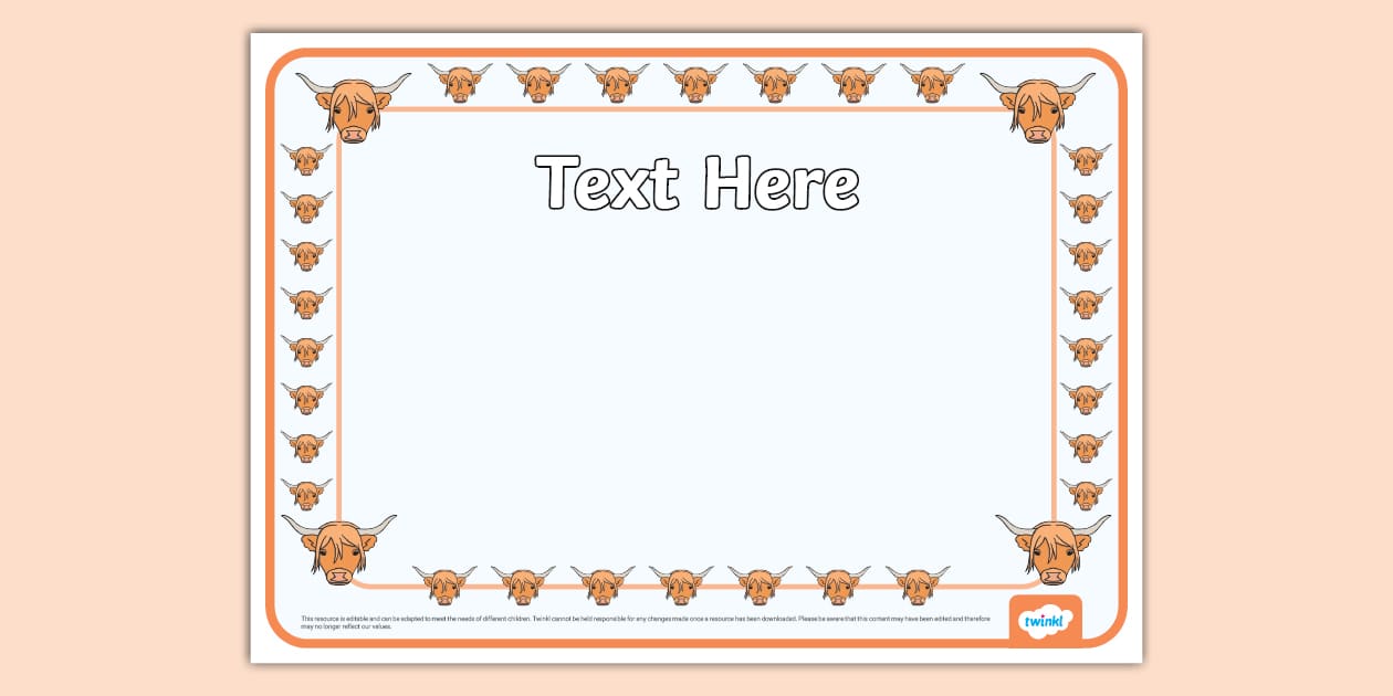 Highland Cow Themed Editable Poster (teacher made) - Twinkl