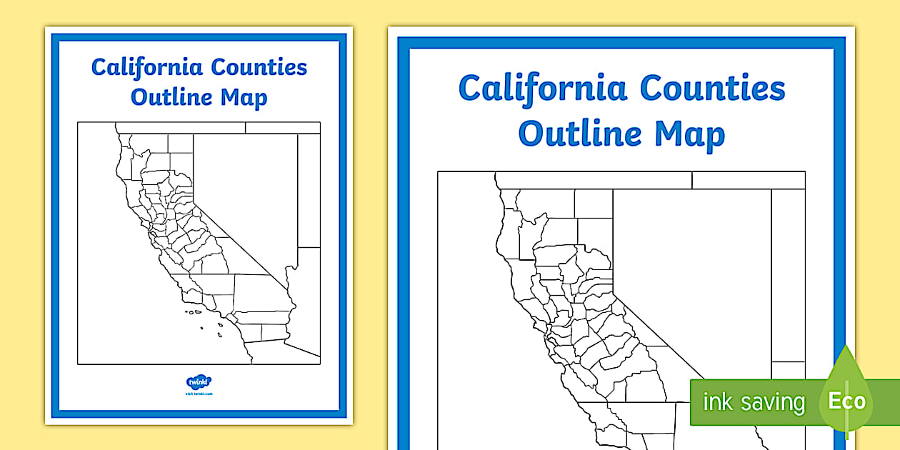 California Counties Outline Map Poster (teacher made)