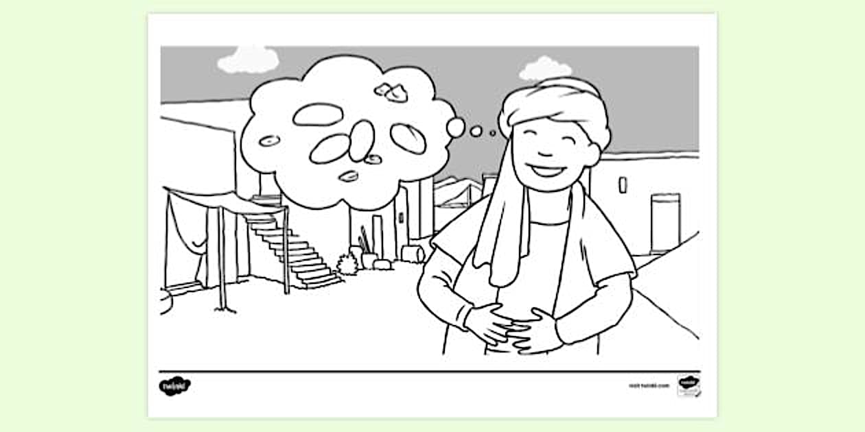 Boy Imagining Dates Colouring Sheet (teacher made) - Twinkl