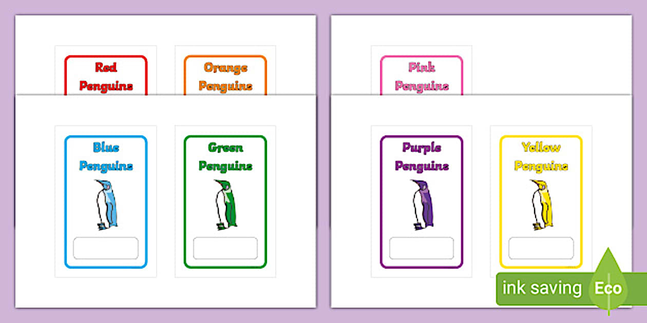 👉 Penguin-Themed Group Table Signs IKEA Tolsby/Fiestad Frame - Editable