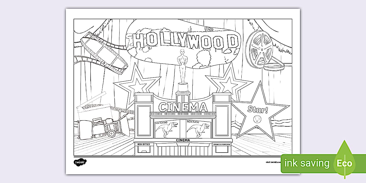 Hollywood Colouring Page,Hollywood (teacher made) - Twinkl