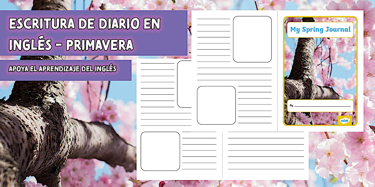 Ficha de actividad: Escritura de diario en inglés -Primavera