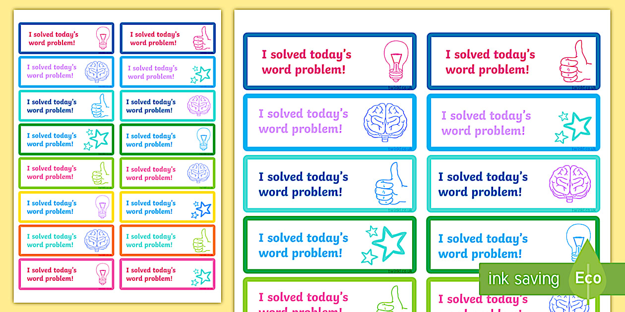'I solved Today's Word Problem' Stickers (Teacher-Made)