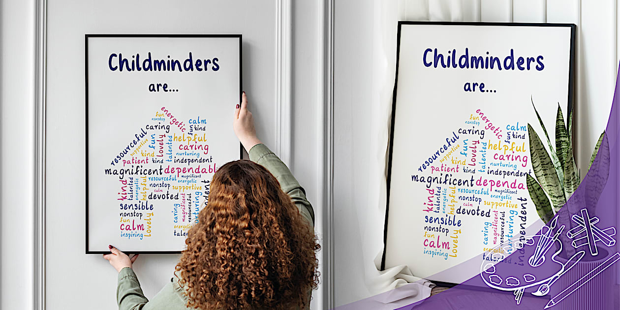 Childminders Word Cloud House Shape Inspirational Poster