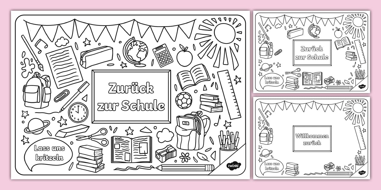 Zurück zur Schule - Ausmalbilder - Twinkl