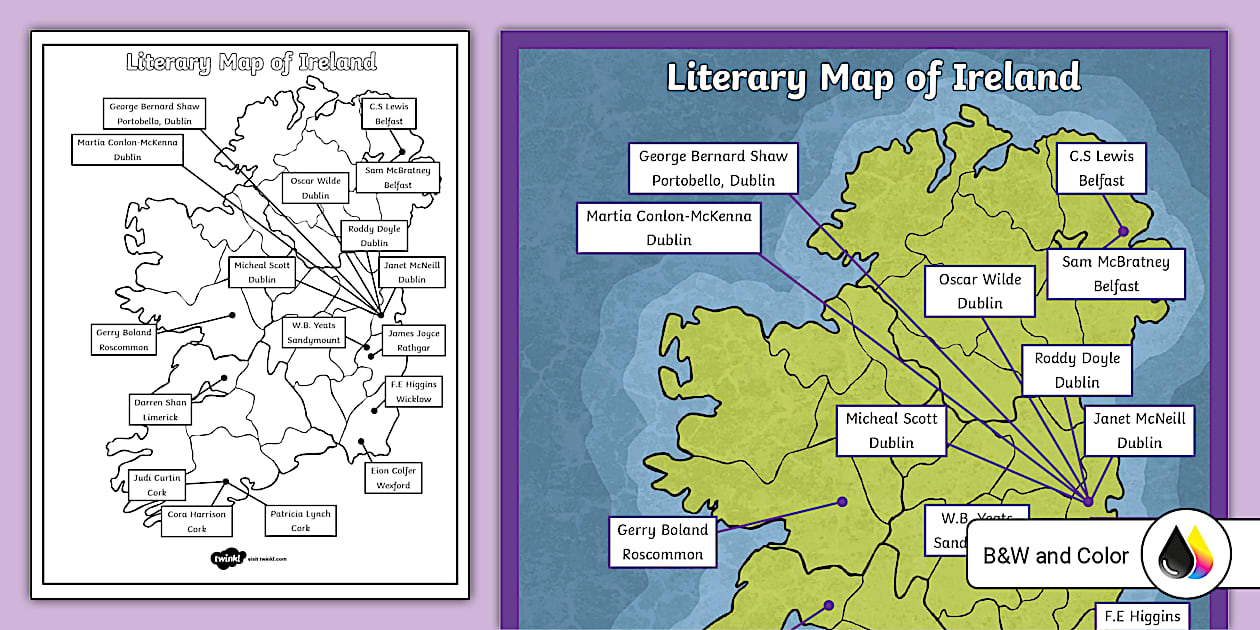 Famous Irish Authors Literary Map of Ireland | Twinkl USA