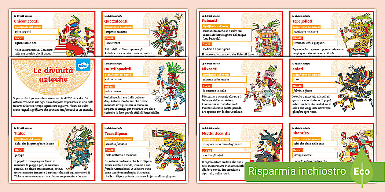 Cards sulle divinità Azteche - Twinkl