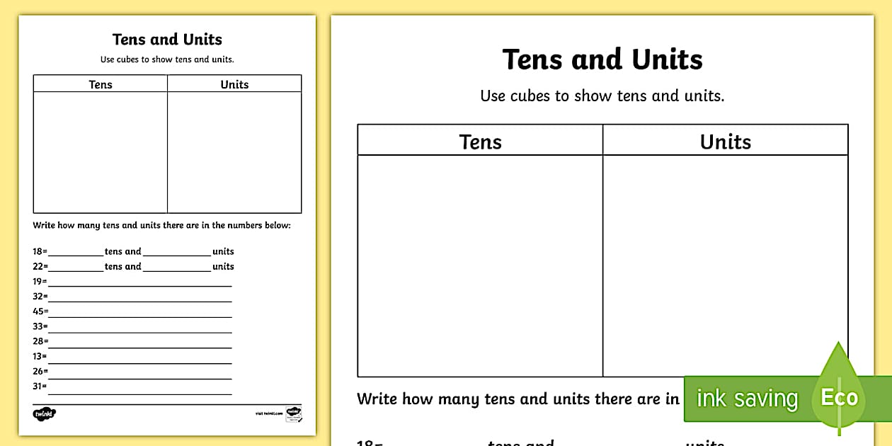 Tens and Units Worksheet / Worksheet (teacher made) - Twinkl
