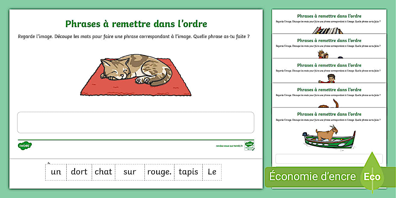 Phrases à remettre dans l'ordre (Hecho por educadores)