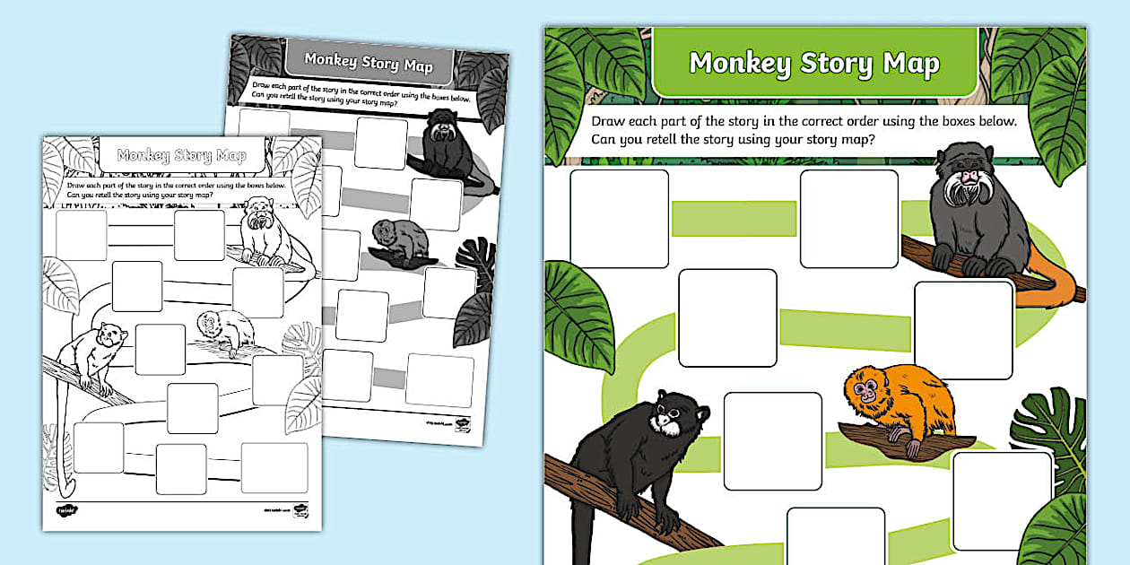 Monkey Story Map Template - Twinkl English (teacher made)