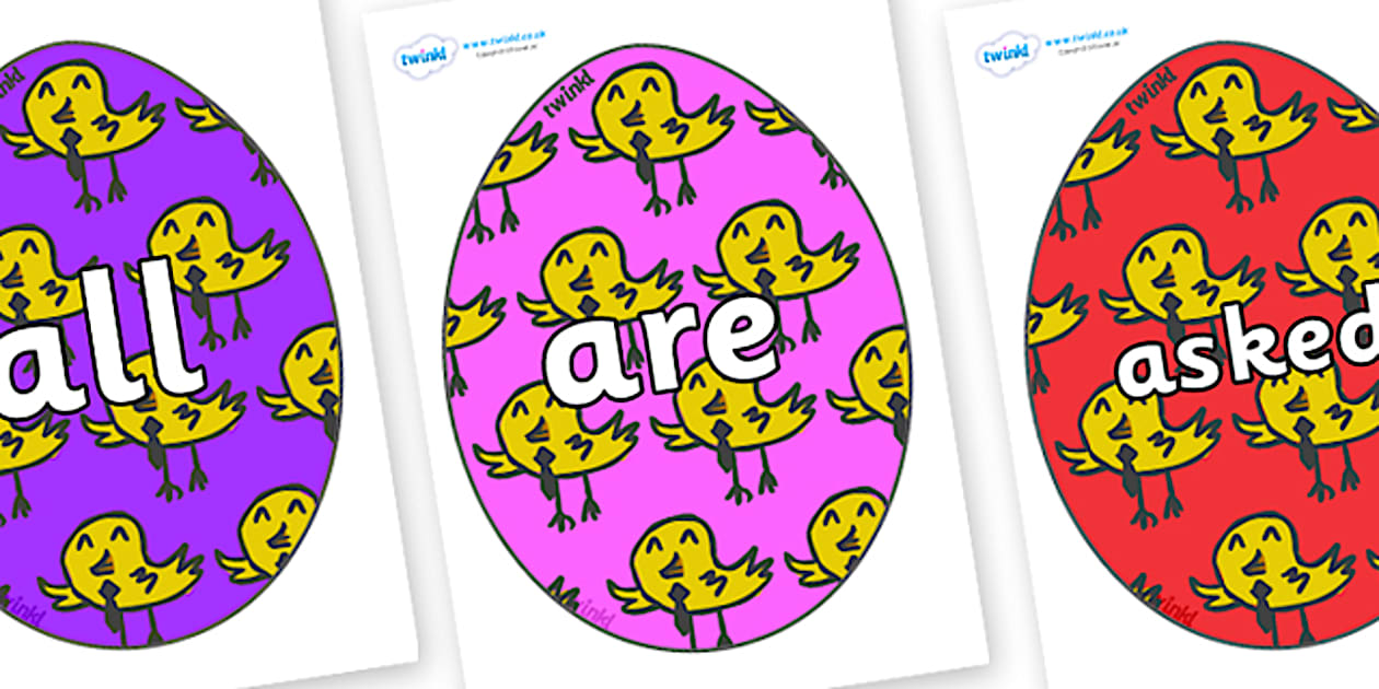 Tricky Words on Easter Eggs (Chicks) (teacher made) - Twinkl