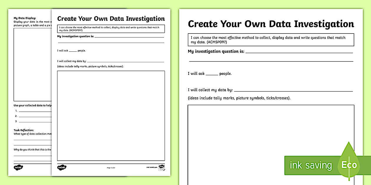 TAS Create Your Own Data Investigation Worksheet - English (Australian)