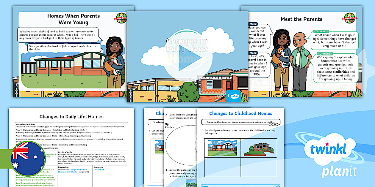 Year 1 HASS History Changes to Daily Life: Homes - Twinkl