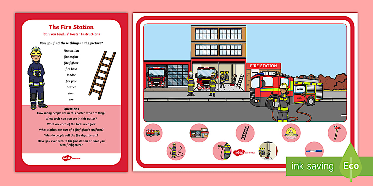 The Fire Station Aistear Can You Find...? Poster and Prompt Card Pack