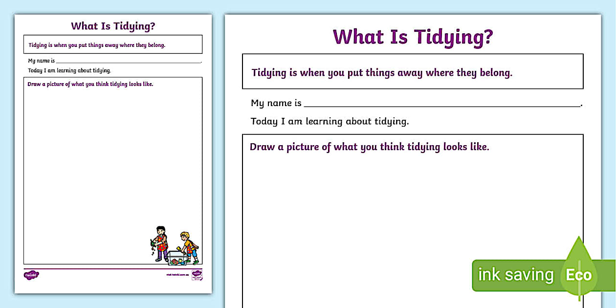 What is Tidying? Worksheet Positive Behaviours - Twinkl