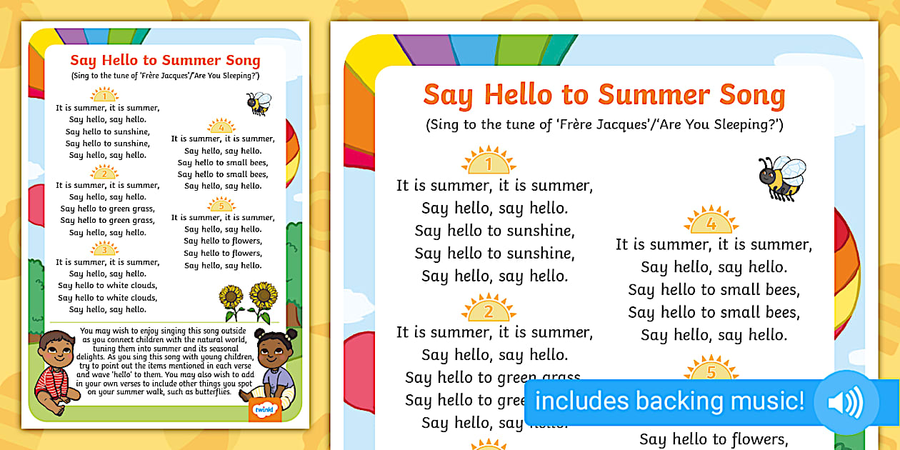 Say Hello to Summer Song | Babies and Toddlers | Twinkl