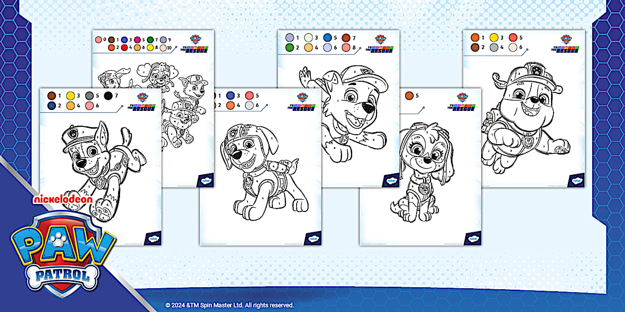 FREE PAW Patrol: Color by Number Worksheets - Twinkl