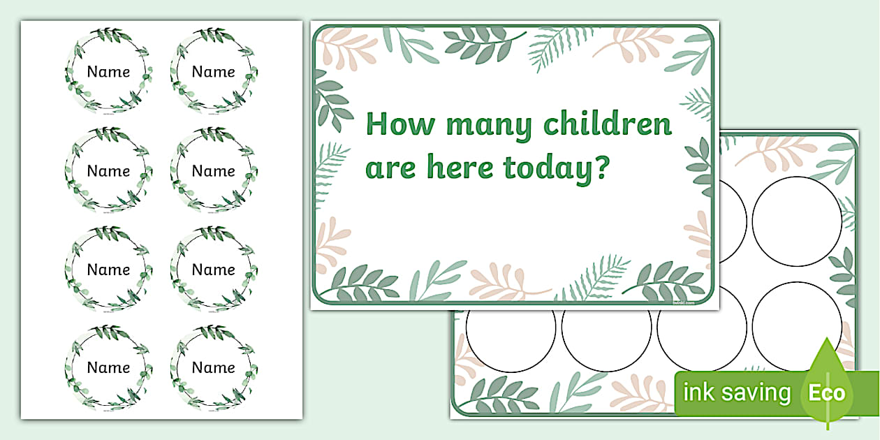 How Many Children are Here Today? Botanical Themed Editable Self ...