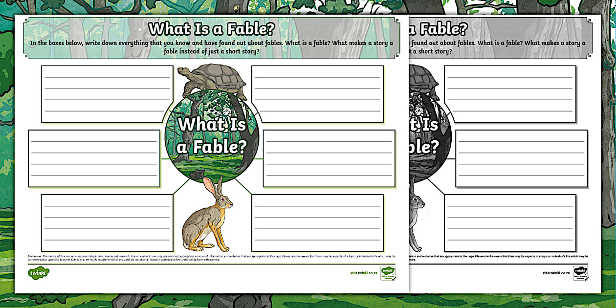 What Is a Fable? Mind Map (teacher made) - Twinkl