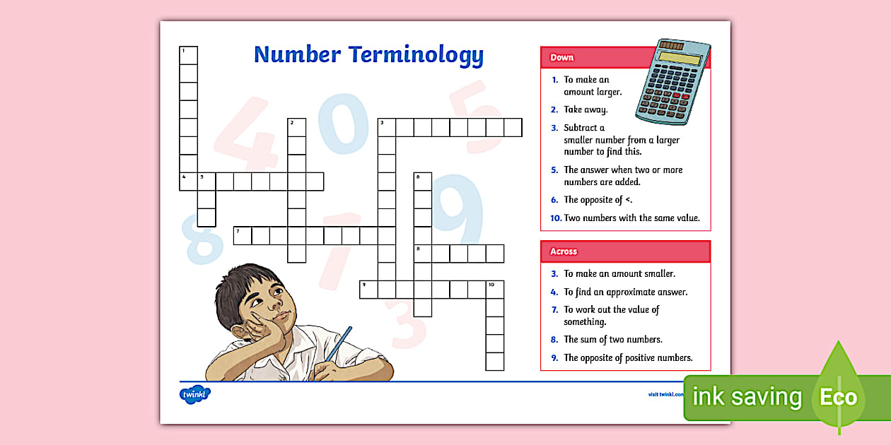 Number Terminology Crossword (teacher made) - Twinkl