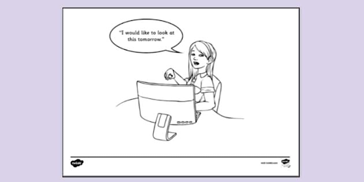 Child at a PC Talking Colouring Sheet | Colouring Sheets