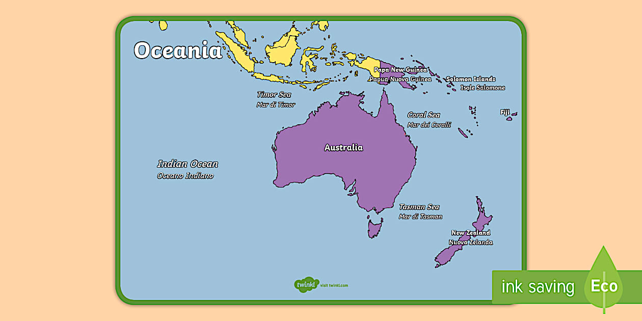 Geography Continents of the World Oceania Display Poster English ...