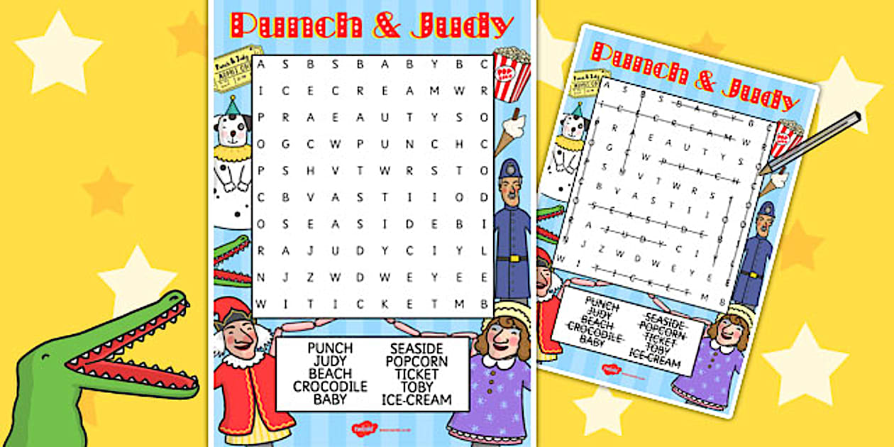 Lower Ability Punch and Judy Word Search - Twinkl