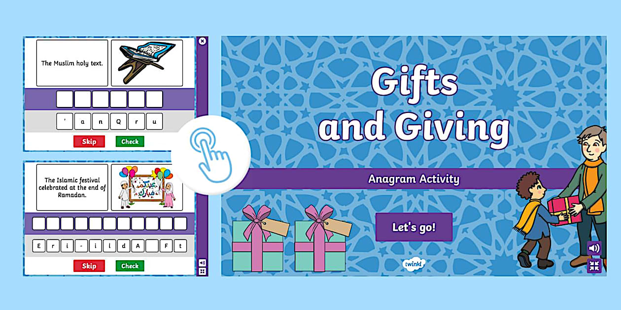 RE: Gifts and Giving: Year 1 Interactive Anagram Activity