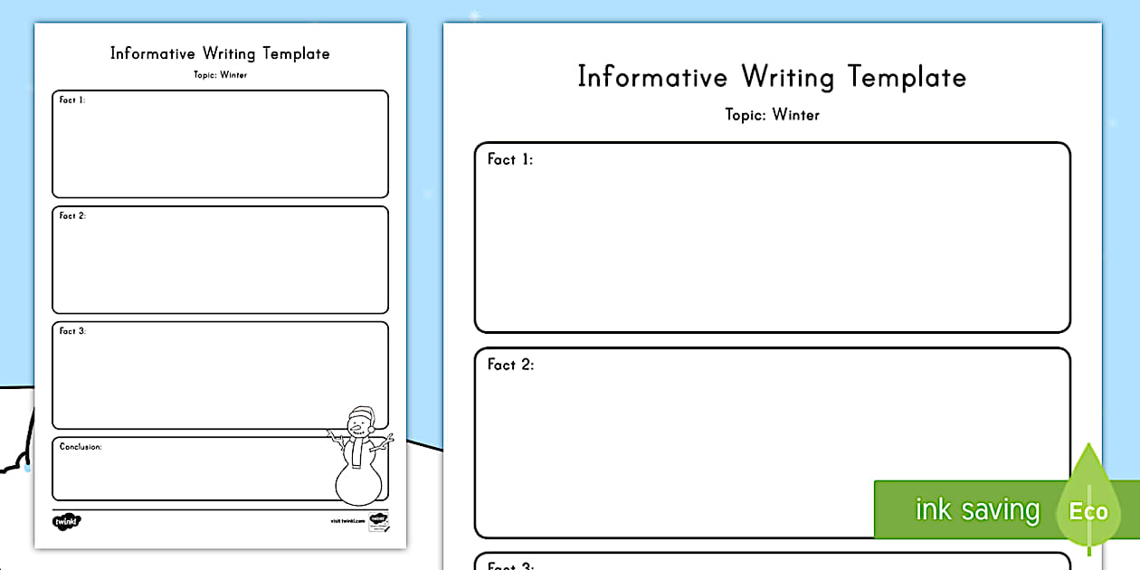 Winter Informative Writing Template (teacher made) - Twinkl