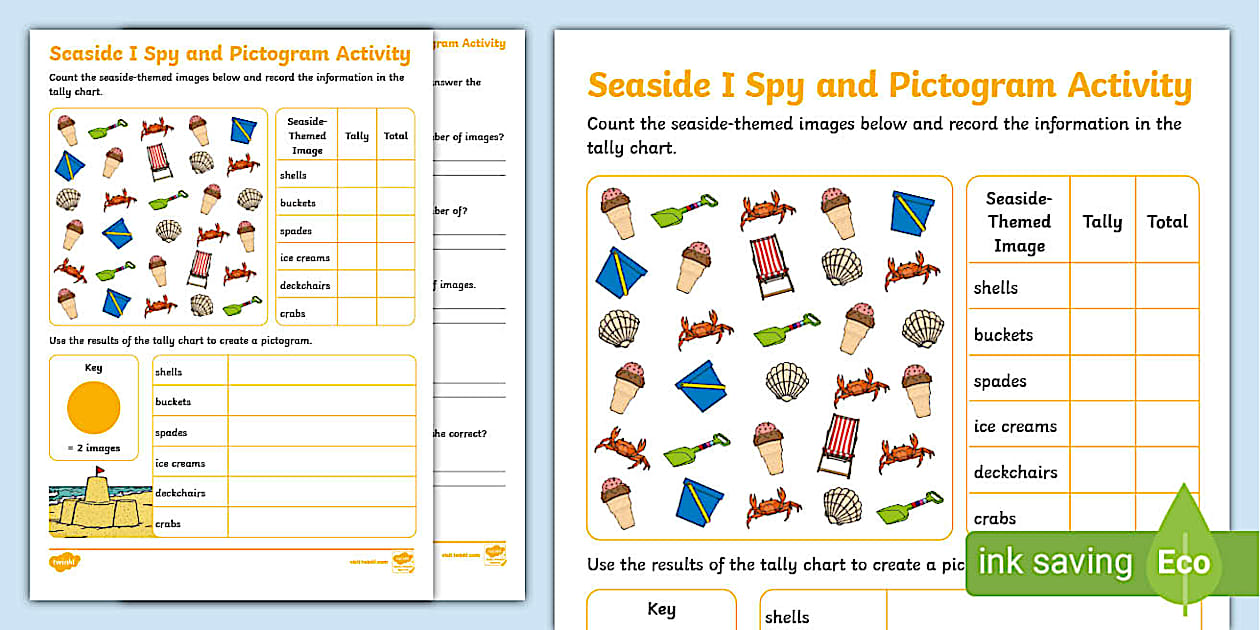 Seaside I Spy and Pictogram - Maths - Twinkl