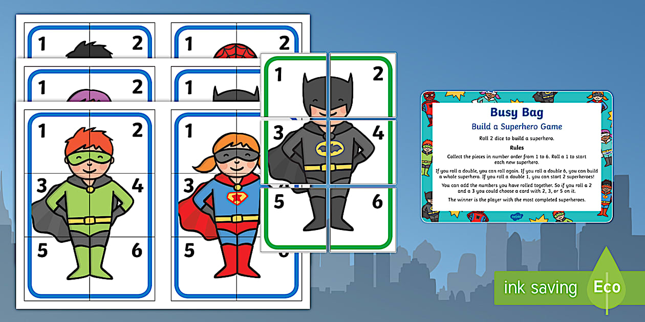 Build a Superhero Game Addition Version Busy Bag Prompt Card and ...